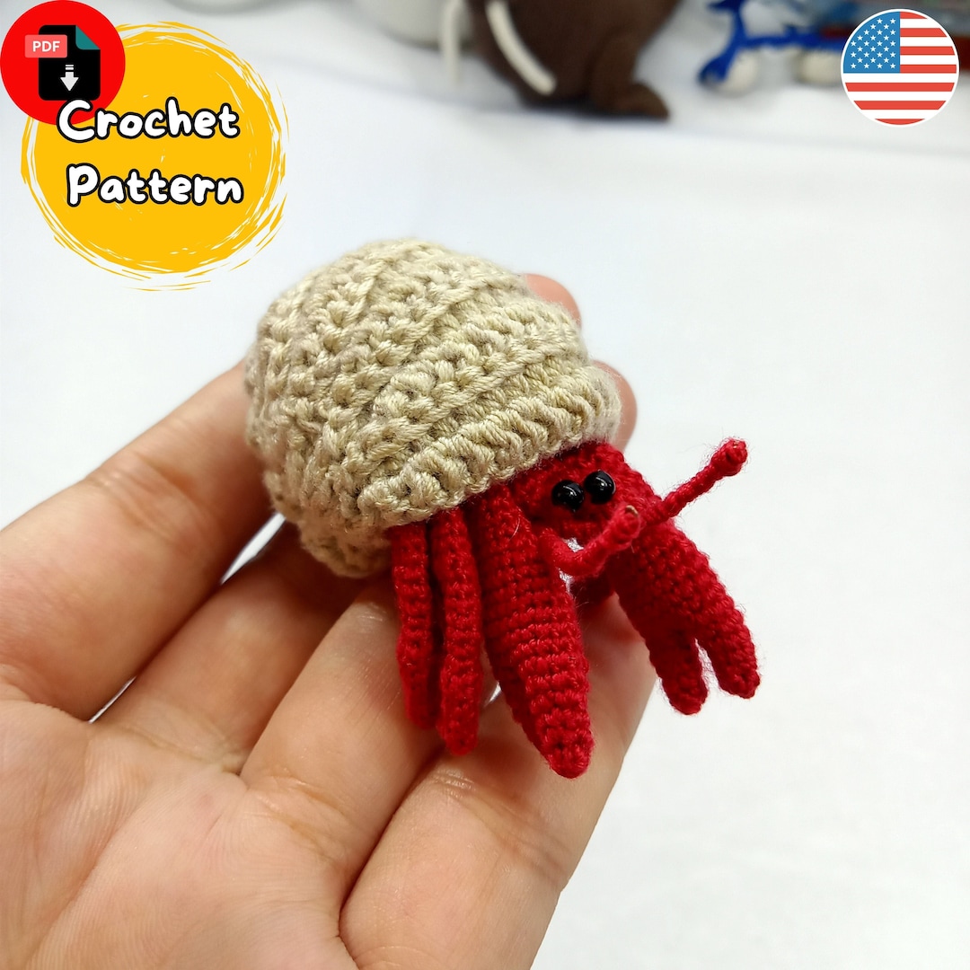 Hermit Crab Crochet Pattern, Stuffed Sea Animal Pattern, PDF Download ...