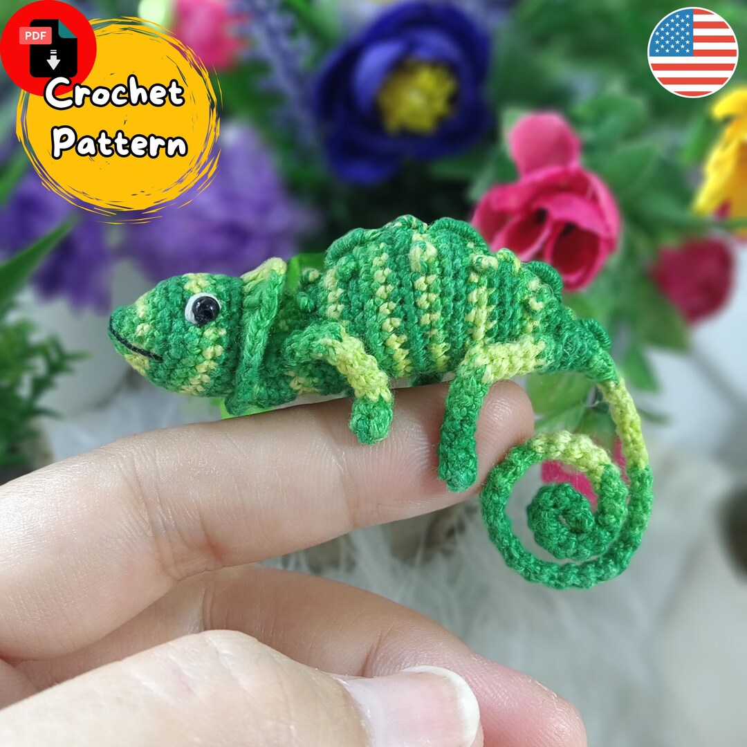 Crochet Chameleon Lizard, Crochet Animal Pattern Amigurumi, Printable ...