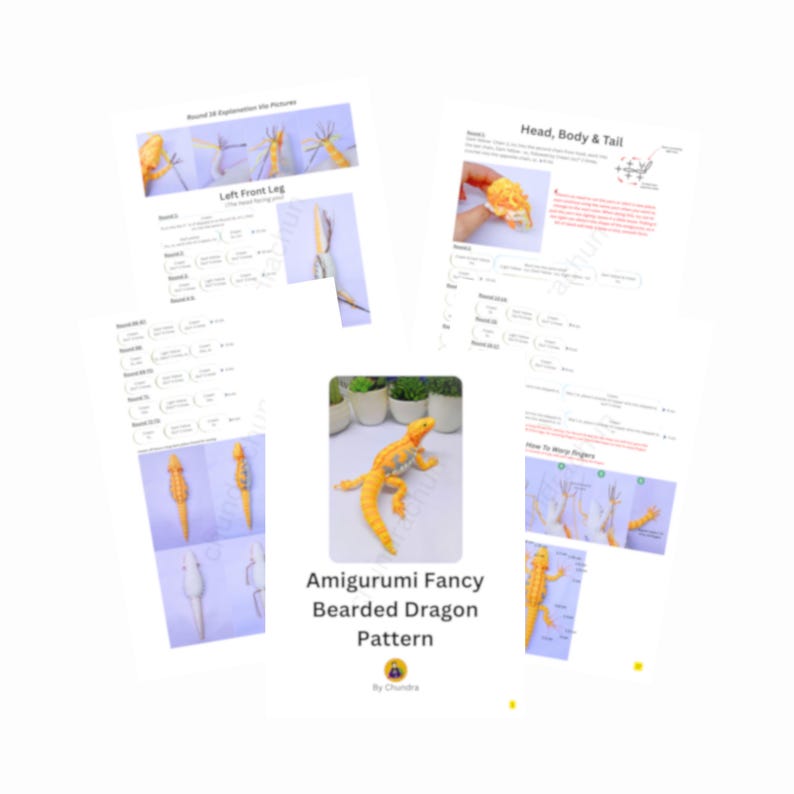 Fancy Bearded Dragon Crochet Pattern, Stuffed Animal Pattern, PDF ...
