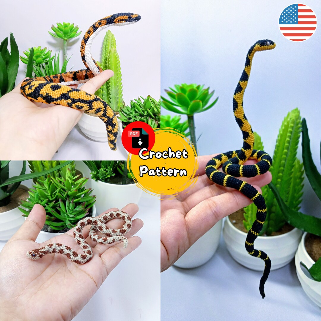 Crochet Snake, Crochet Animal Pattern Amigurumi, Printable PDF Pattern ...