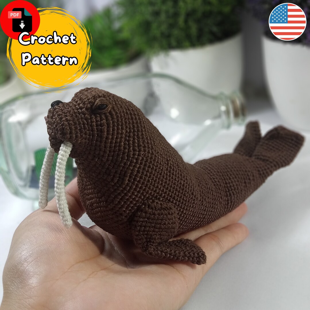 Crochet Walrus, Crochet Animal Pattern Amigurumi, Printable PDF Pattern ...
