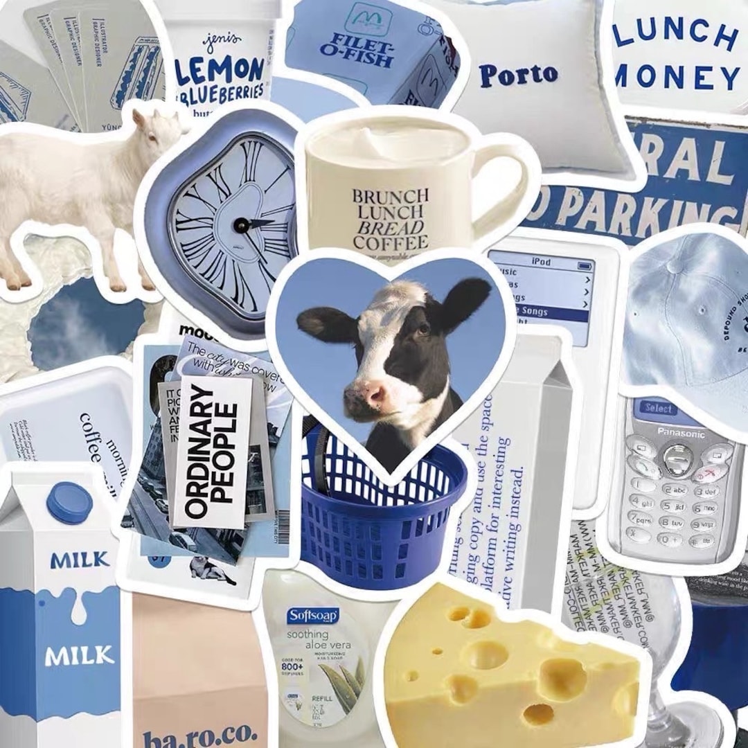 60 PC Blue Cute Stickers Funny Sticker Pack Aesthetic - Etsy