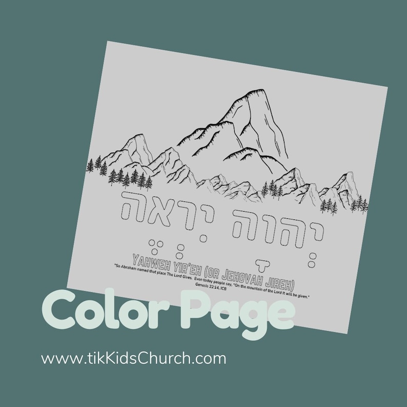 Yaweh Yireh Coloring Page: Abraham and Isaac, Genesis 22 (PDF) - Etsy