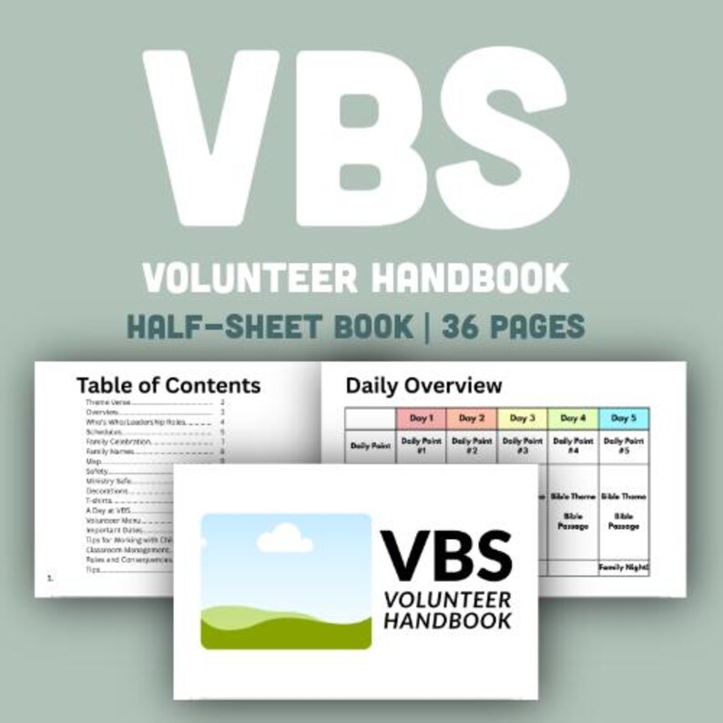 VBS Volunteer Handbook Template | Vacation Bible School Training Guide ...