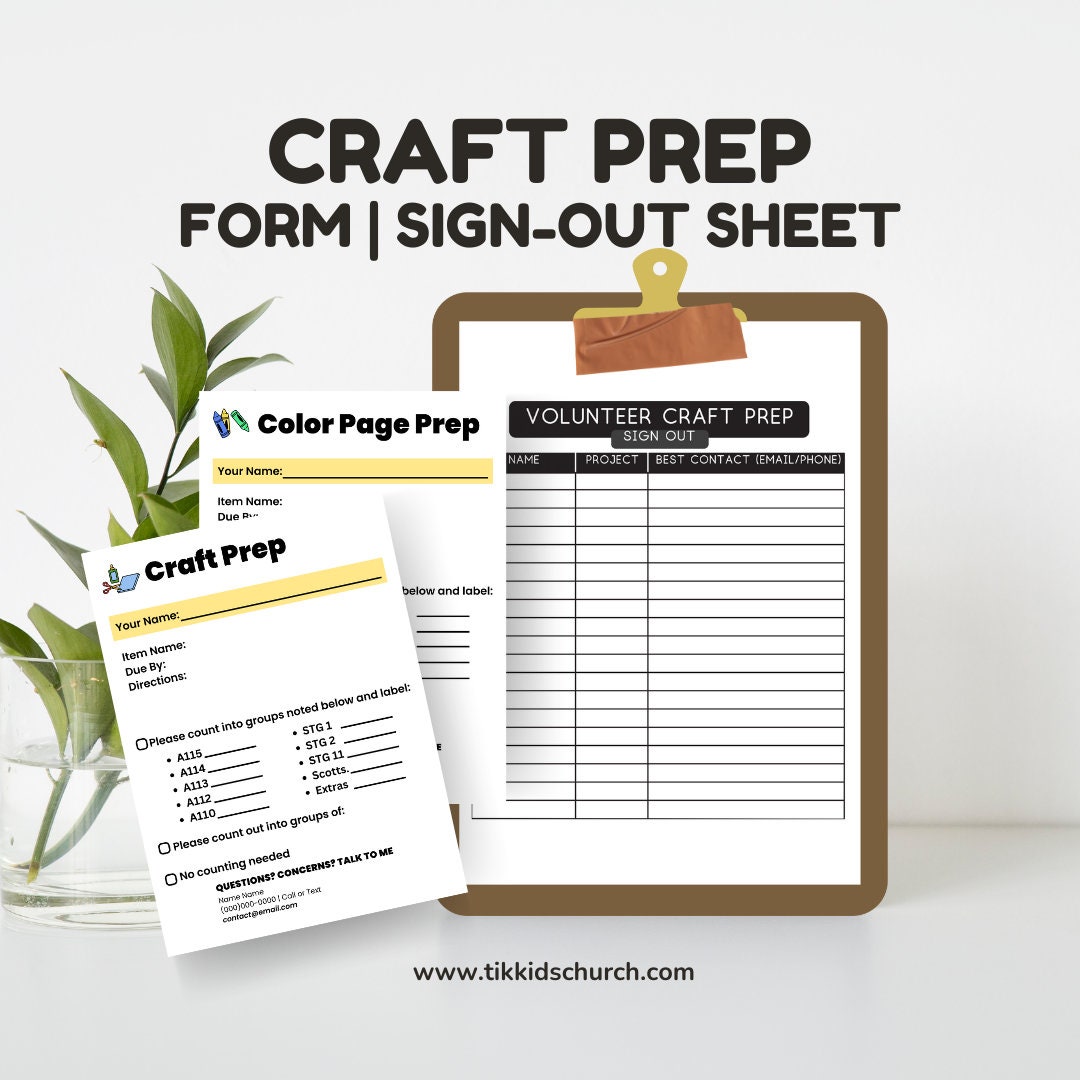 Craft Prep Kit: Preschool Classroom Volunteer Forms (PDF) - Etsy