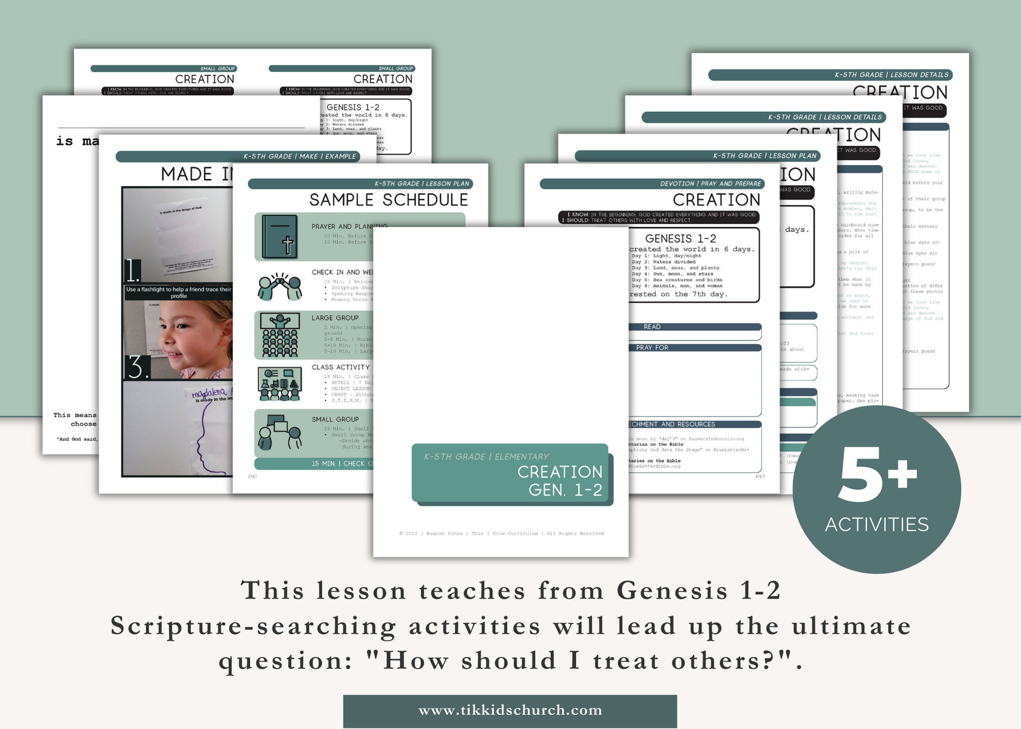 Genesis 1-2 | Elementary Lesson Packet, 10 Pages | Bible Curriculum - Etsy