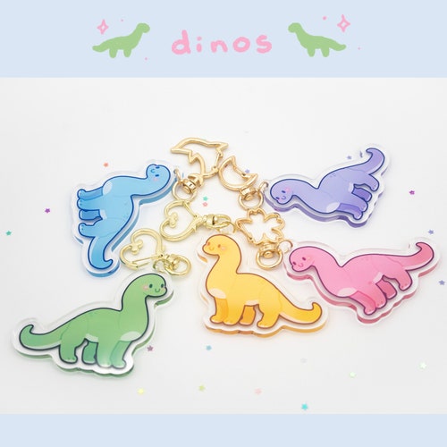 Rainbow Dino Friendship Keychains Lightweight Glossy - Etsy