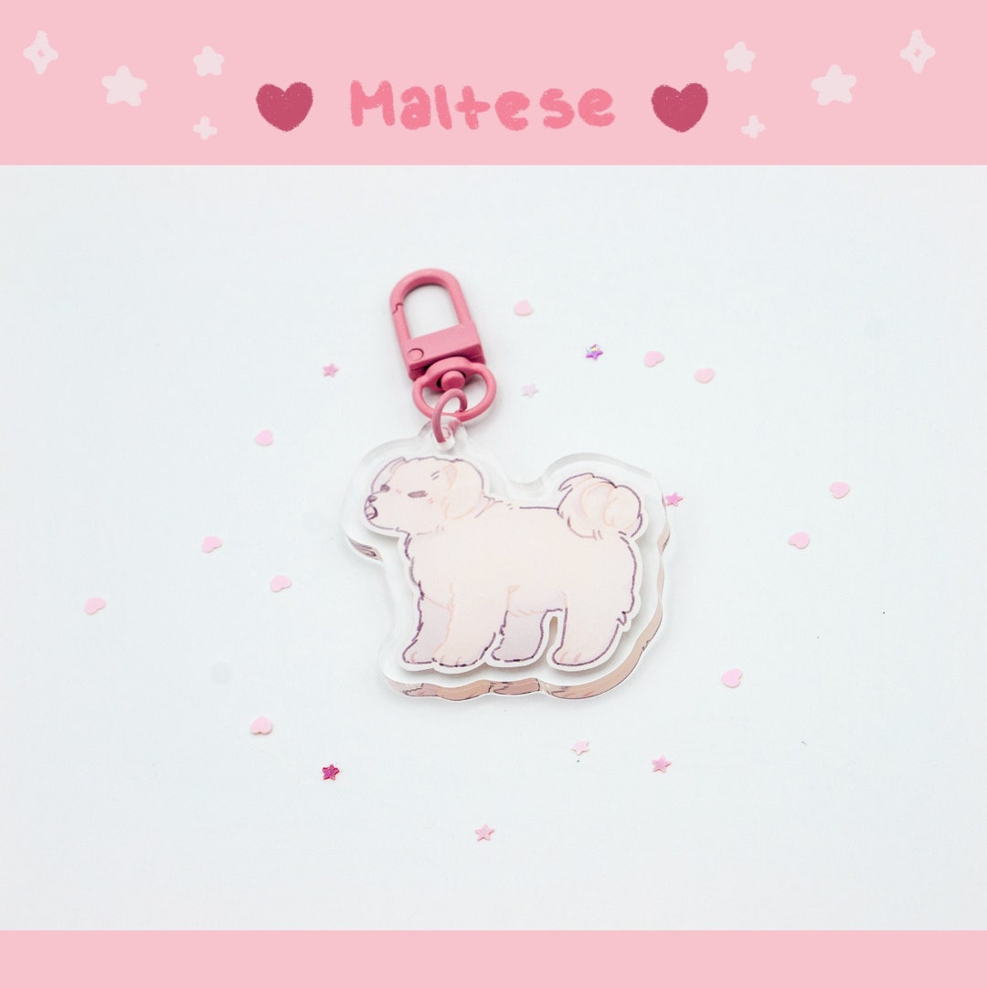 Princess the Maltese Doggy Keychain Clear Acrylic - Etsy