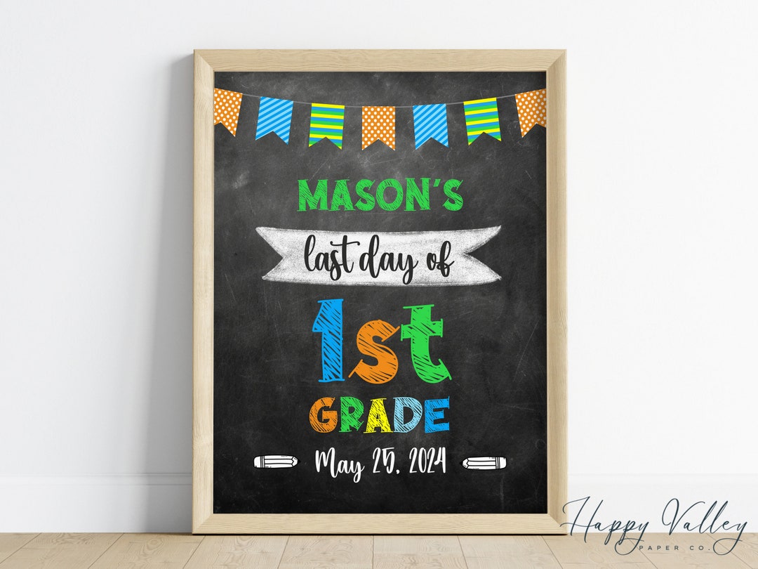 Last Day of 1st Grade Sign, End of School Sign Printable, Editable End ...