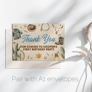 How the West Was One Thank You Card, Western Birthday Thank You Card ...