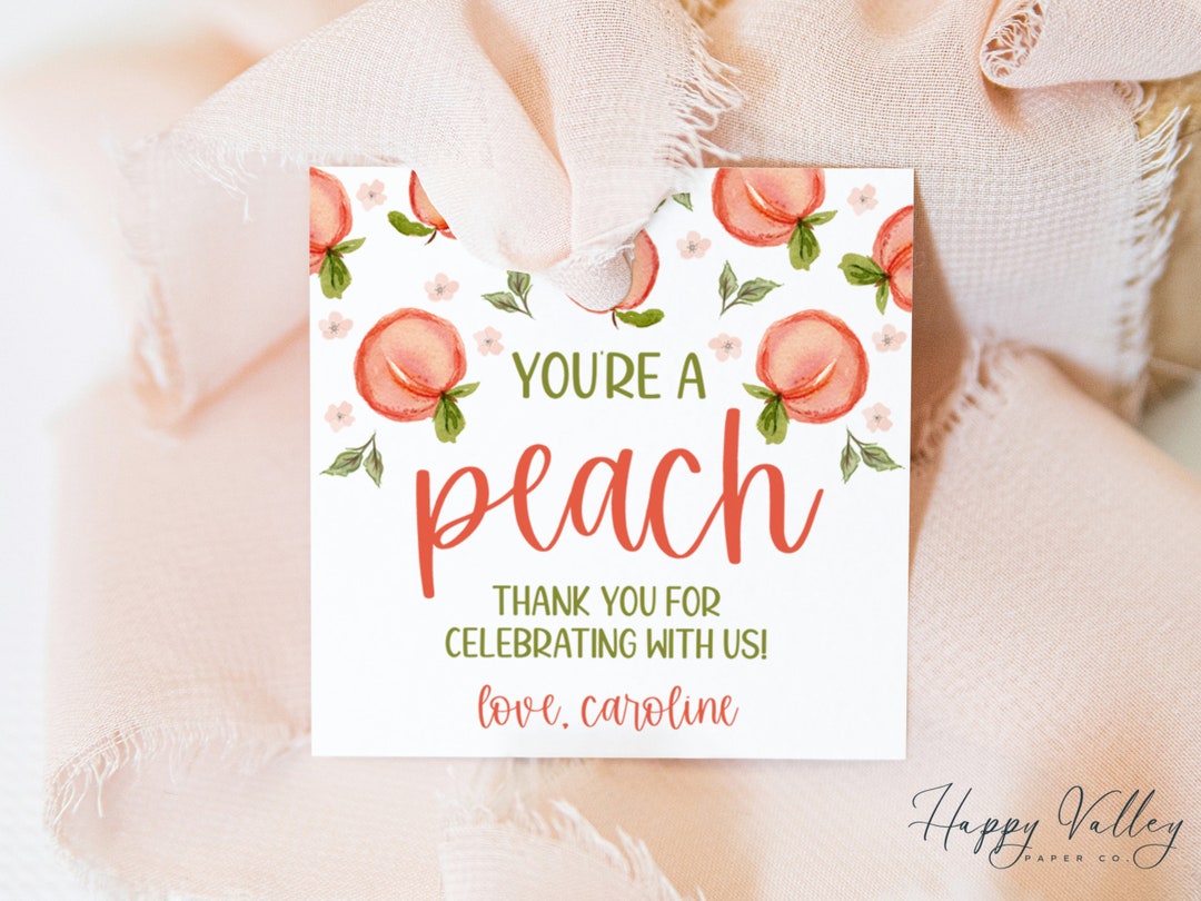 Peach Birthday Favor Tag: Editable Party Gift Tag (digital Download) - Etsy