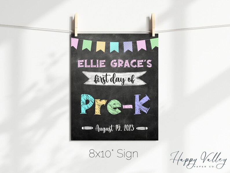 First Day of Pre-k Sign: Editable Back to School Printable (8x10) - Etsy
