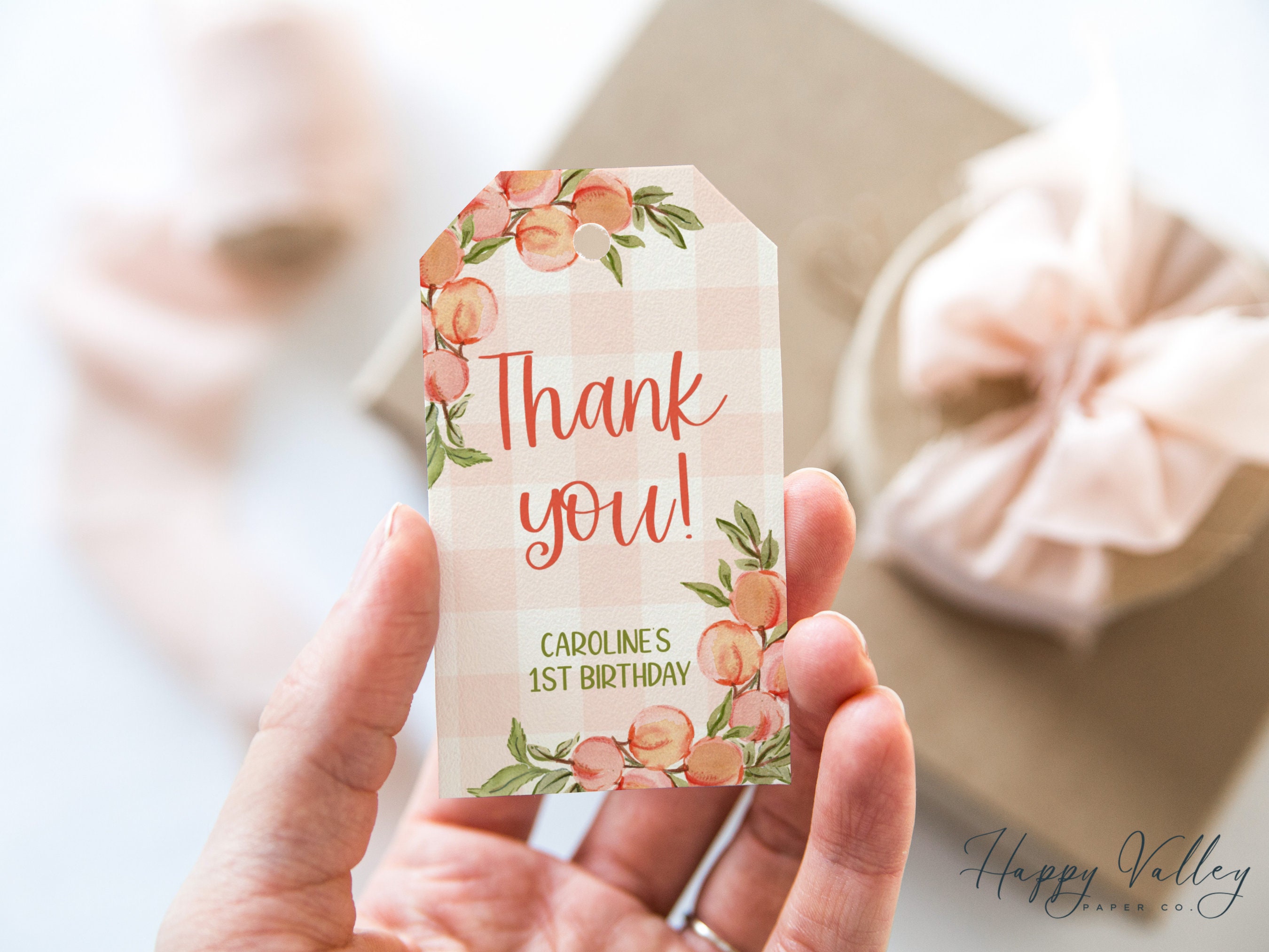 One Sweet Peach Birthday Favor Tag Sweet as a Peach Party - Etsy