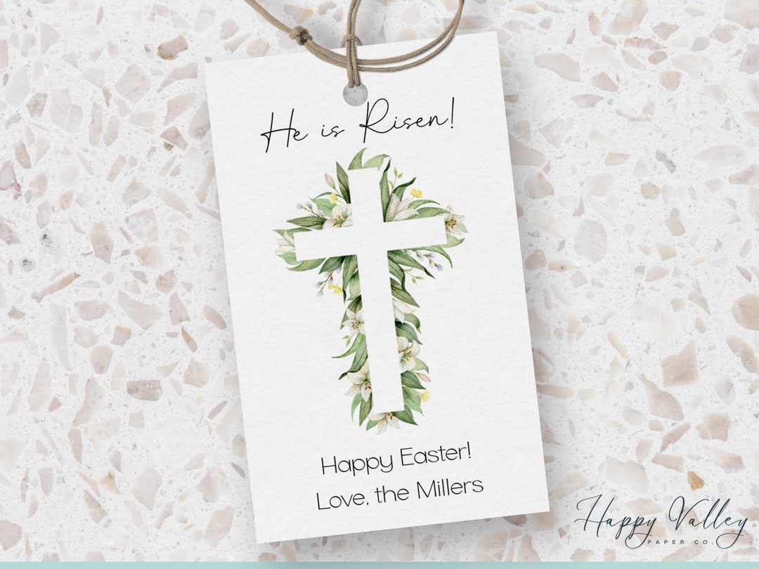 He is Risen - Easter Gift Tag, Christian Easter Favor Tag, Gift Tag ...