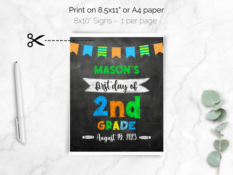 Editable First Day of 2nd Grade Sign: Printable Back to School (digital ...
