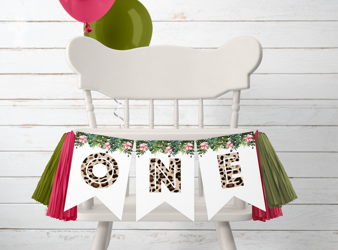 Wild One High Chair Banner, High Chair Banner 1st Birthday Girl, Safari ...