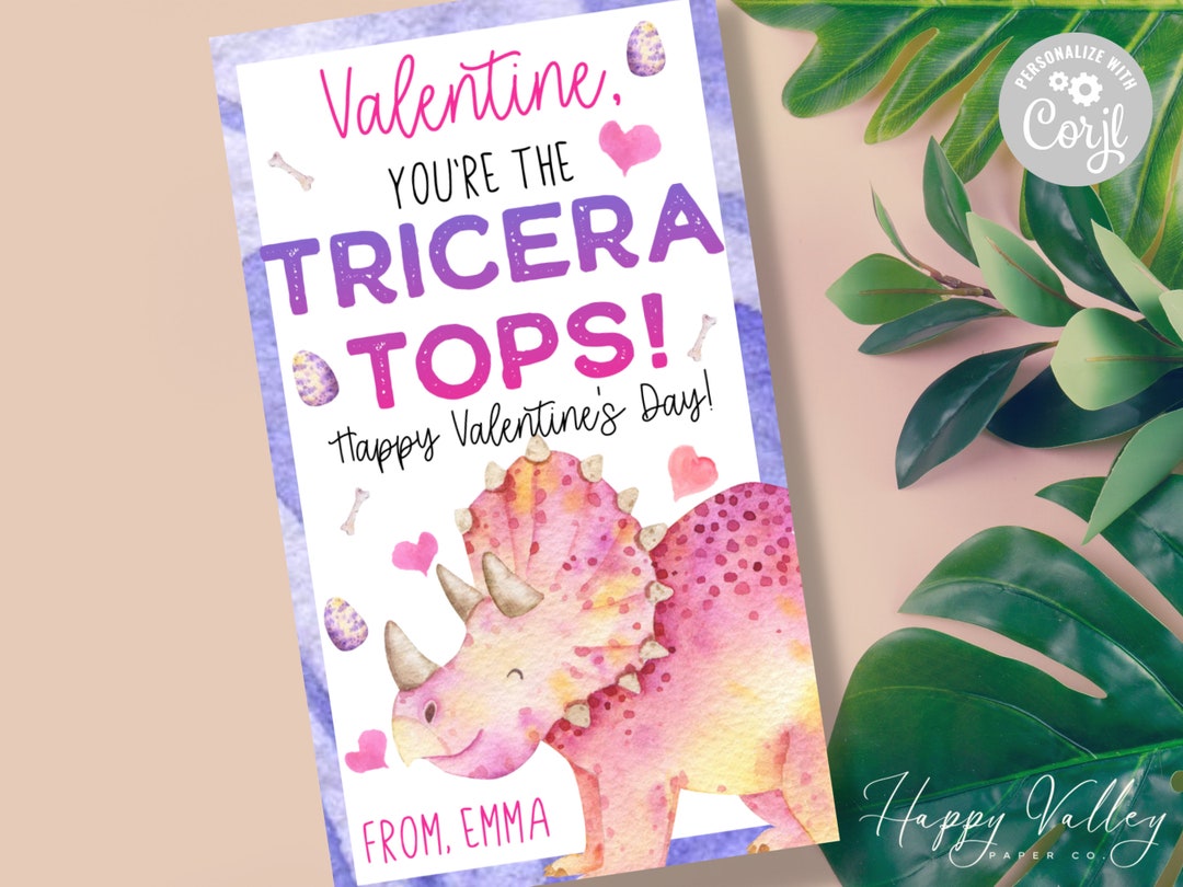 You're the Tricera-tops! - Dinosaur Valentine Printable, Classroom ...
