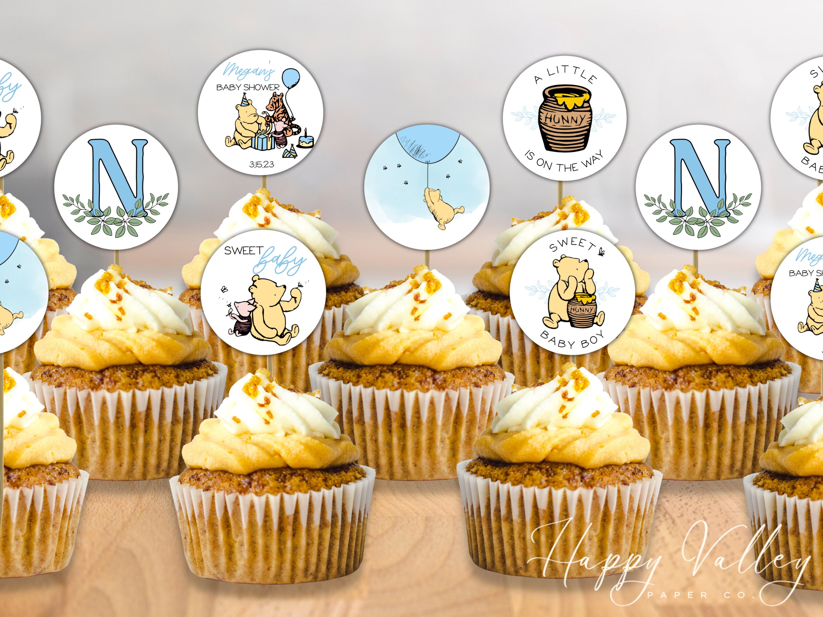 Baby Shower Cupcake Toppers Cupcake Toppers Printable Winnie - Etsy