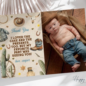 How the West Was One Thank You Card, Western Birthday Thank You Card ...