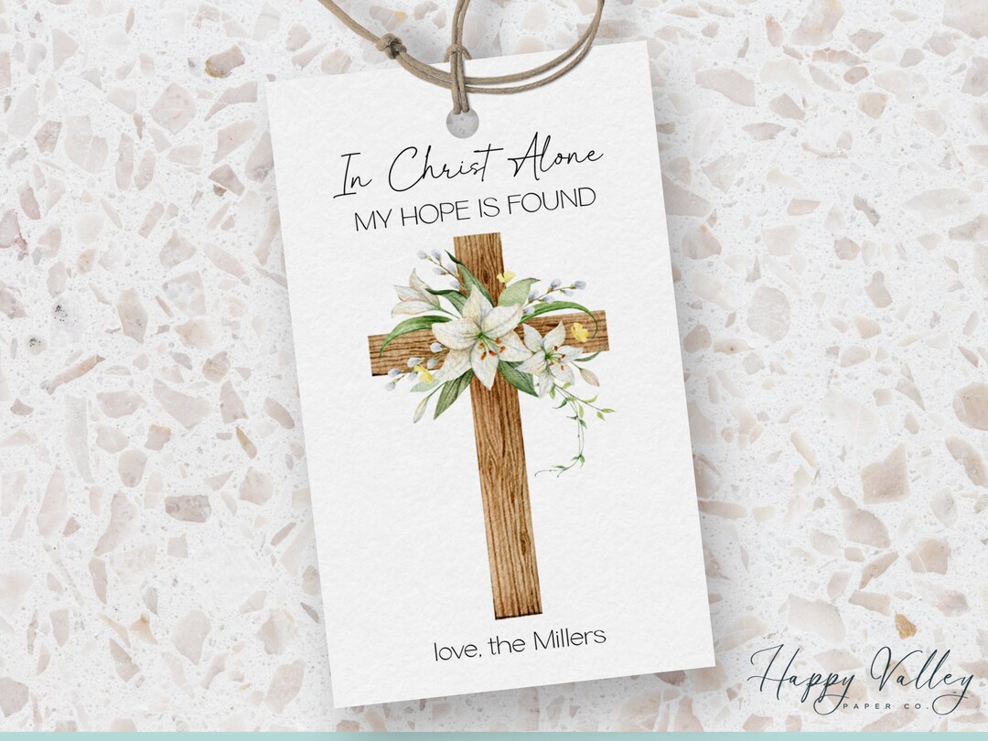 Christian Easter Gift Tag: Floral Cross Favor Tag (editable Template ...