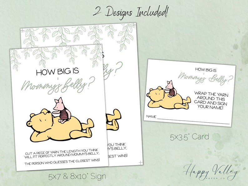 Winnie the Pooh Baby Shower Game: How Big is Mommy's Belly (digital ...