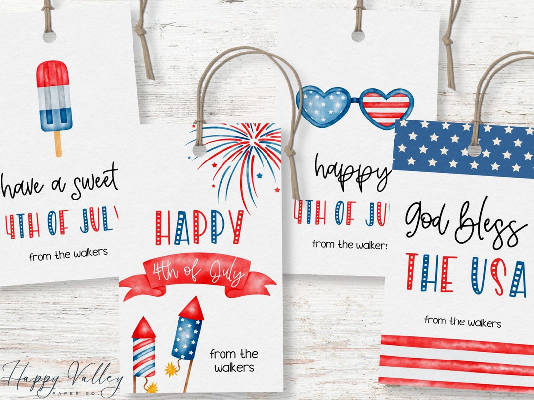 4th of July Gift Tag Bundle: Patriotic Party Favor Tags (digital ...