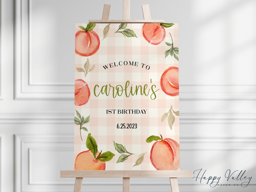 One Sweet Peach Editable Welcome Sign, Welcome Sign 1st Birthday, Sweet ...
