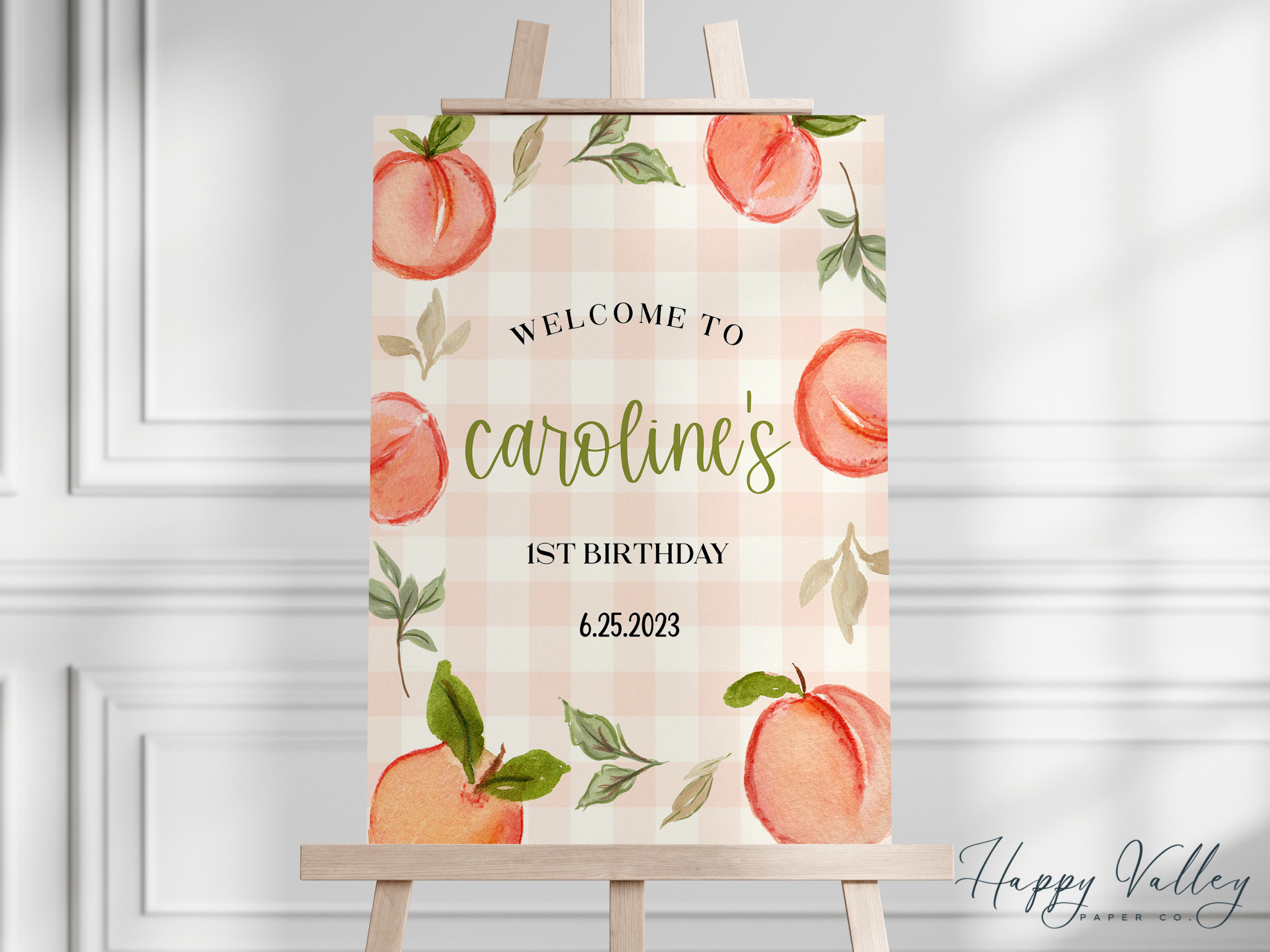 One Sweet Peach Editable Welcome Sign, Welcome Sign 1st Birthday, Sweet ...