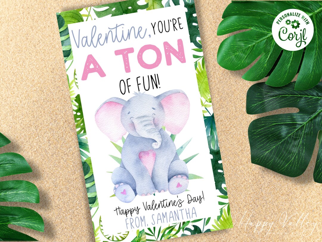 You're a Ton of Fun - Safari Valentine Printable, Classroom Valentines ...