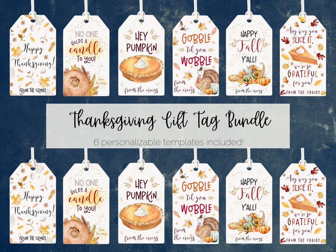 Thanksgiving Gift Tags Printable, Gift Tags Personalized, Gift Tag ...