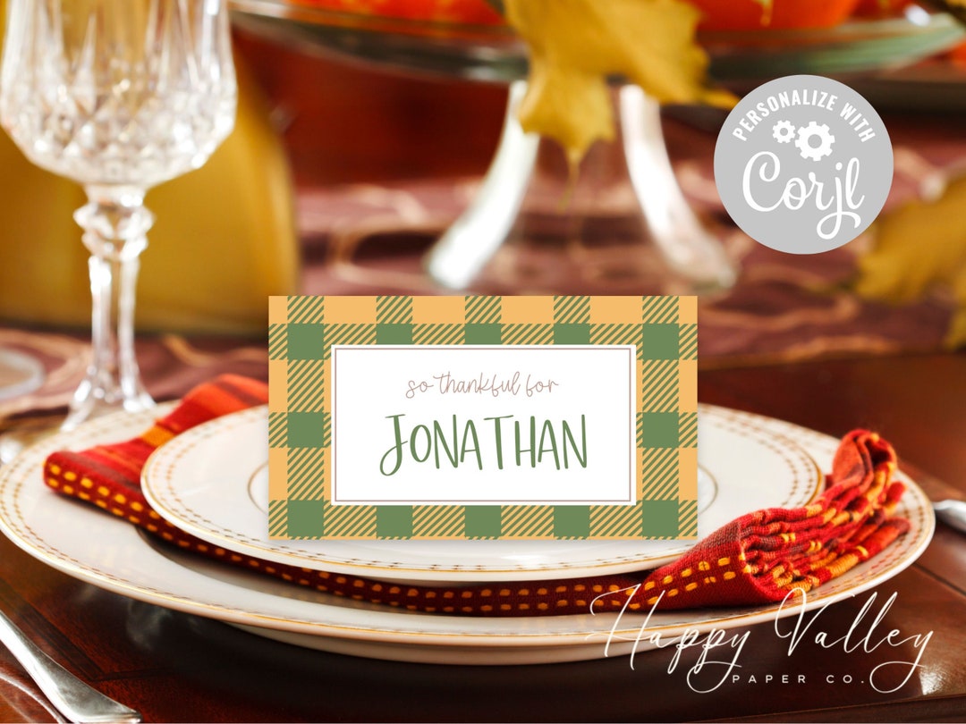 Place Card Thanksgiving Printable, Place Card, Place Card Template ...