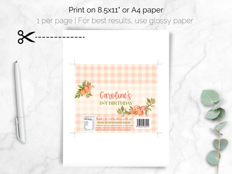 Editable Candy Bar Wrapper, One Sweet Peach Chocolate Bar Wrapper ...