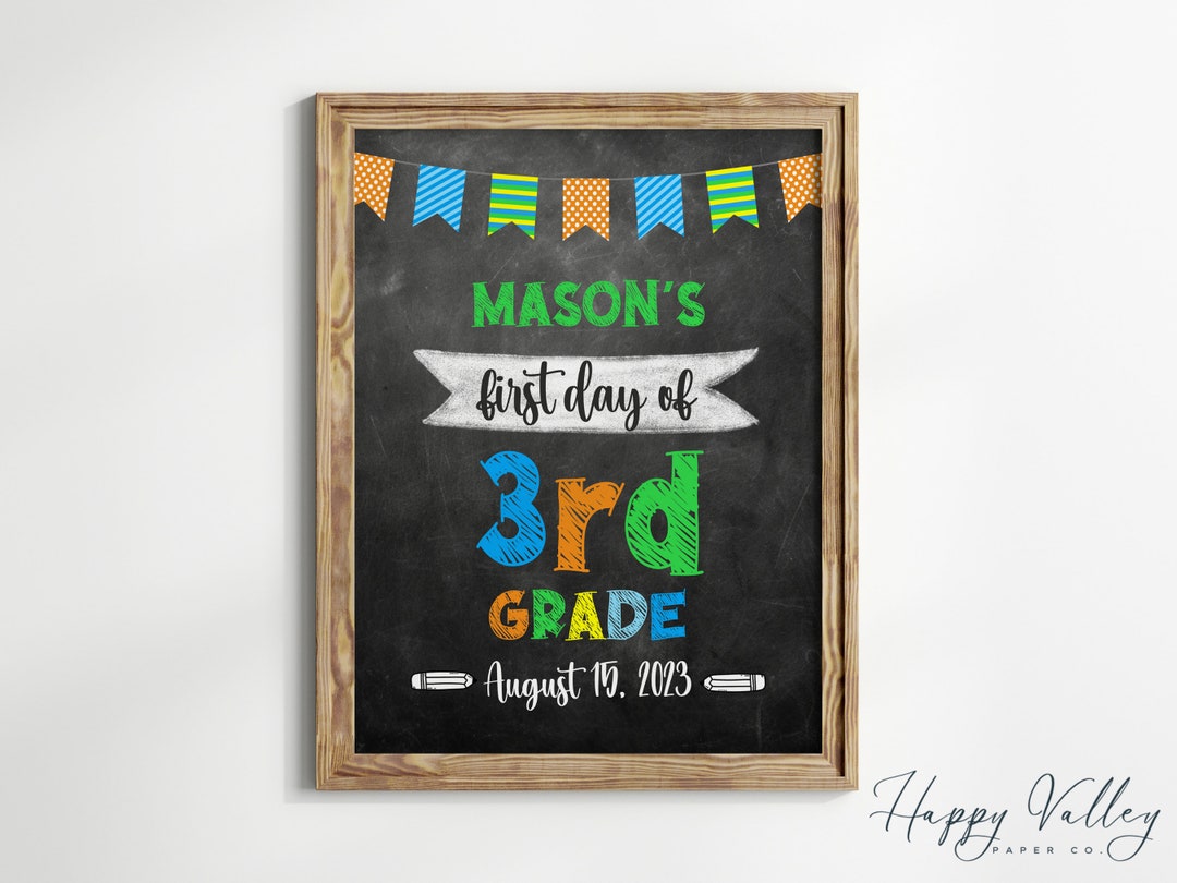 First Day of 3rd Grade Sign, Back to School Sign Printable, Editable ...