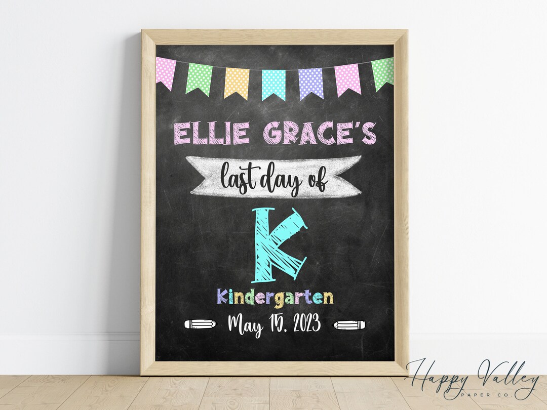 Last Day of Kindergarten Sign, End of School Sign Printable, Editable ...