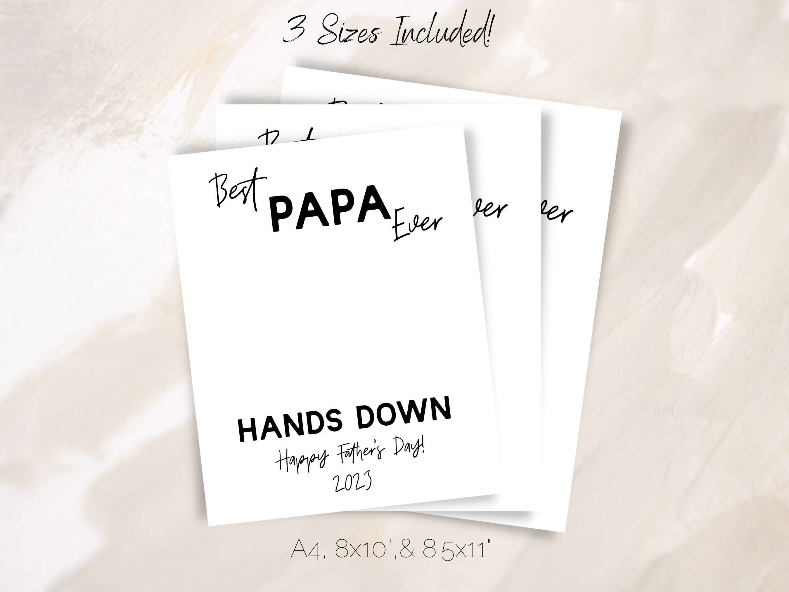 Best Papa Ever Hands Down, Handprint Art Craft, Father's Day Gift for ...