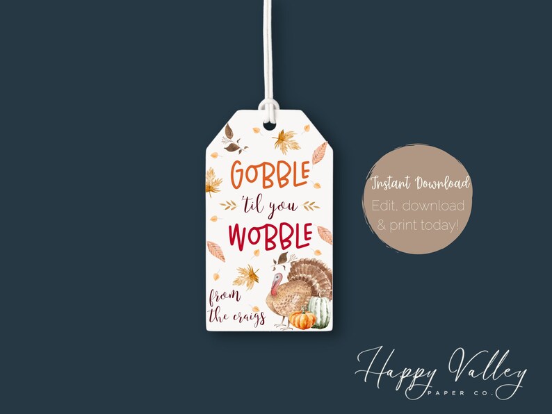 Thanksgiving Gift Tags Printable, Gift Tags Personalized, Gift Tag ...