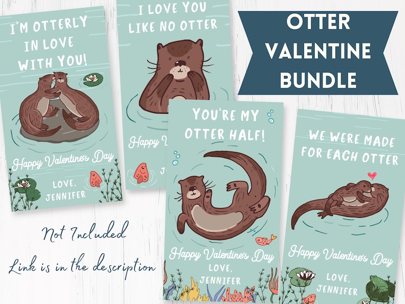 You're My Otter Half, Otter Valentine Printable, Classroom Valentines ...