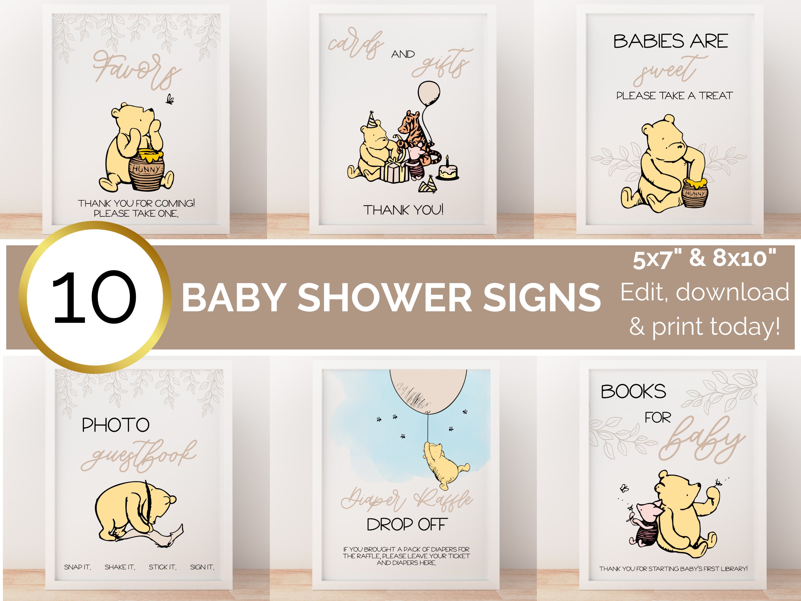 Winnie the Pooh Baby Shower Sign BUNDLE Baby Shower Signs - Etsy