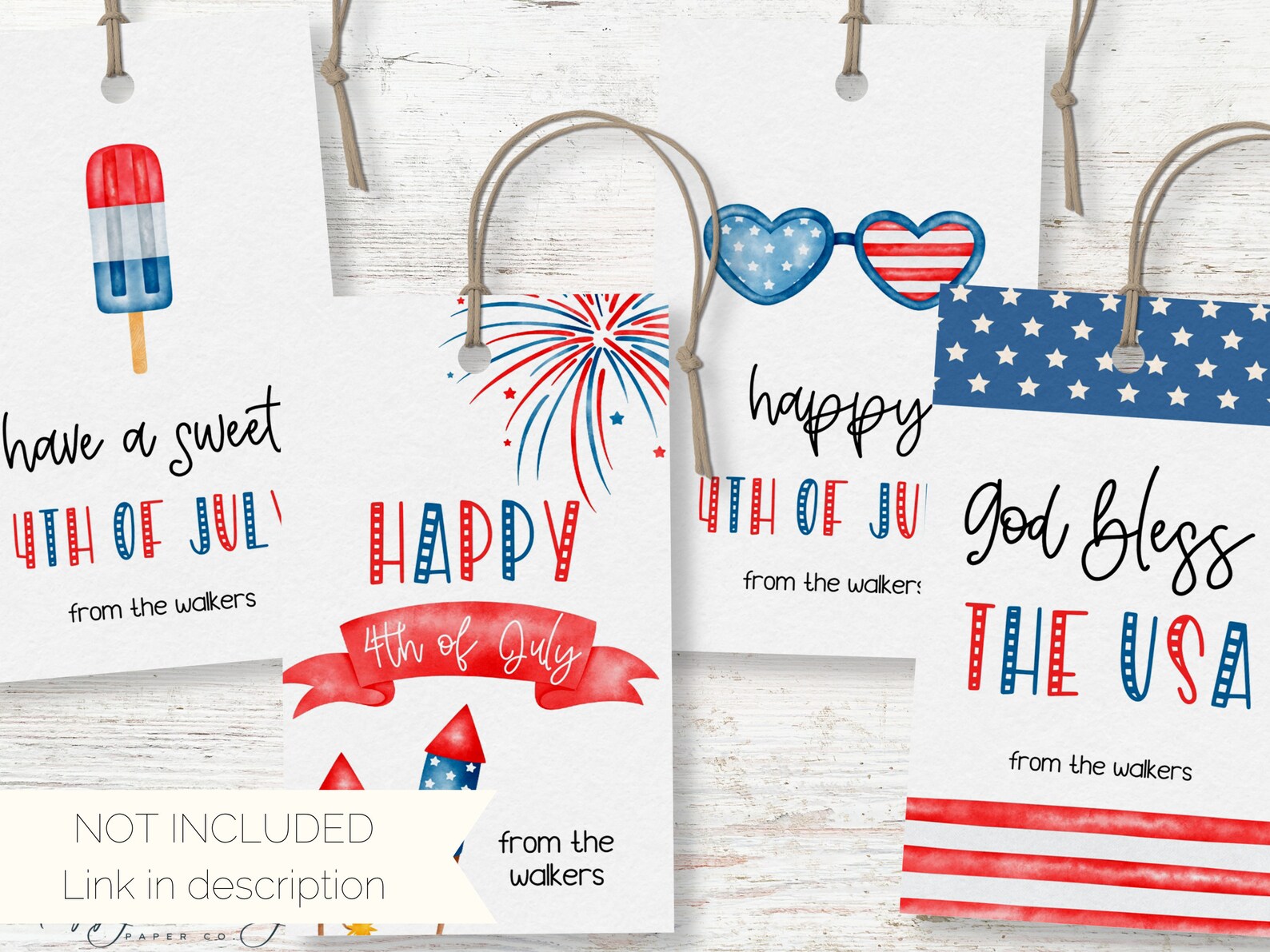 God Bless the USA Gift Tag, Printable 4th of July Gift Tags, 4th of ...
