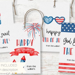 God Bless the USA Gift Tag, Printable 4th of July Gift Tags, 4th of ...