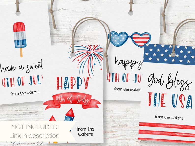 God Bless the USA Gift Tag, Printable 4th of July Gift Tags, 4th of ...
