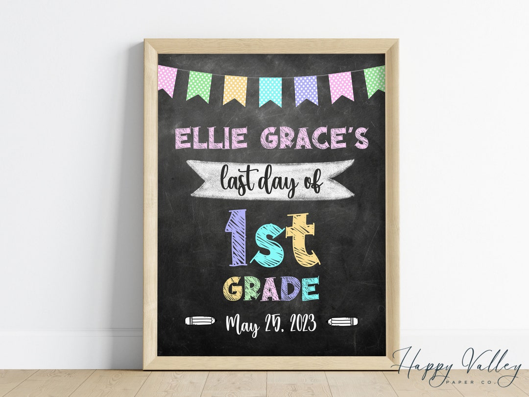 Last Day of 1st Grade Sign, End of School Sign Printable, Editable End ...
