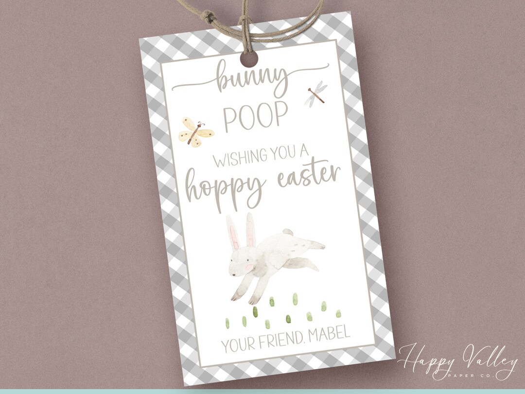 Bunny Poop Easter Gift Tag, Watercolor Easter Favor Tag, Editable Favor ...