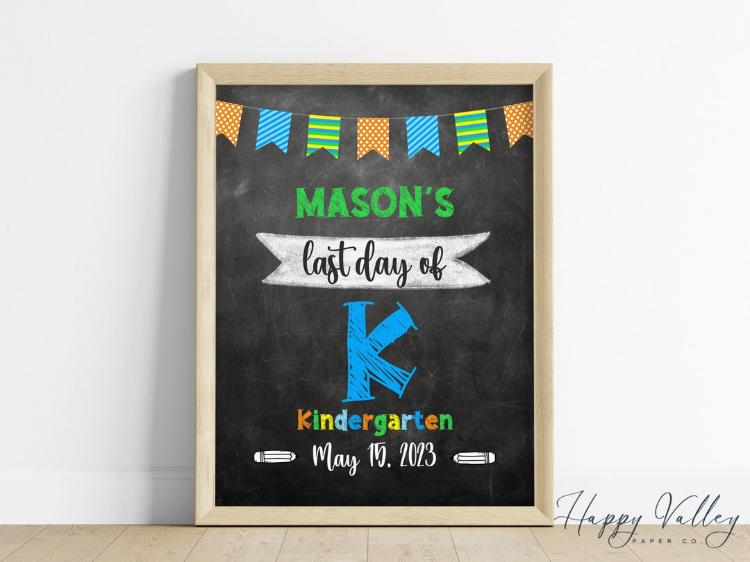 Last Day of Kindergarten Sign, End of School Sign Printable, Editable ...
