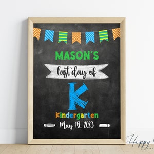 Last Day of Kindergarten Sign, End of School Sign Printable, Editable ...