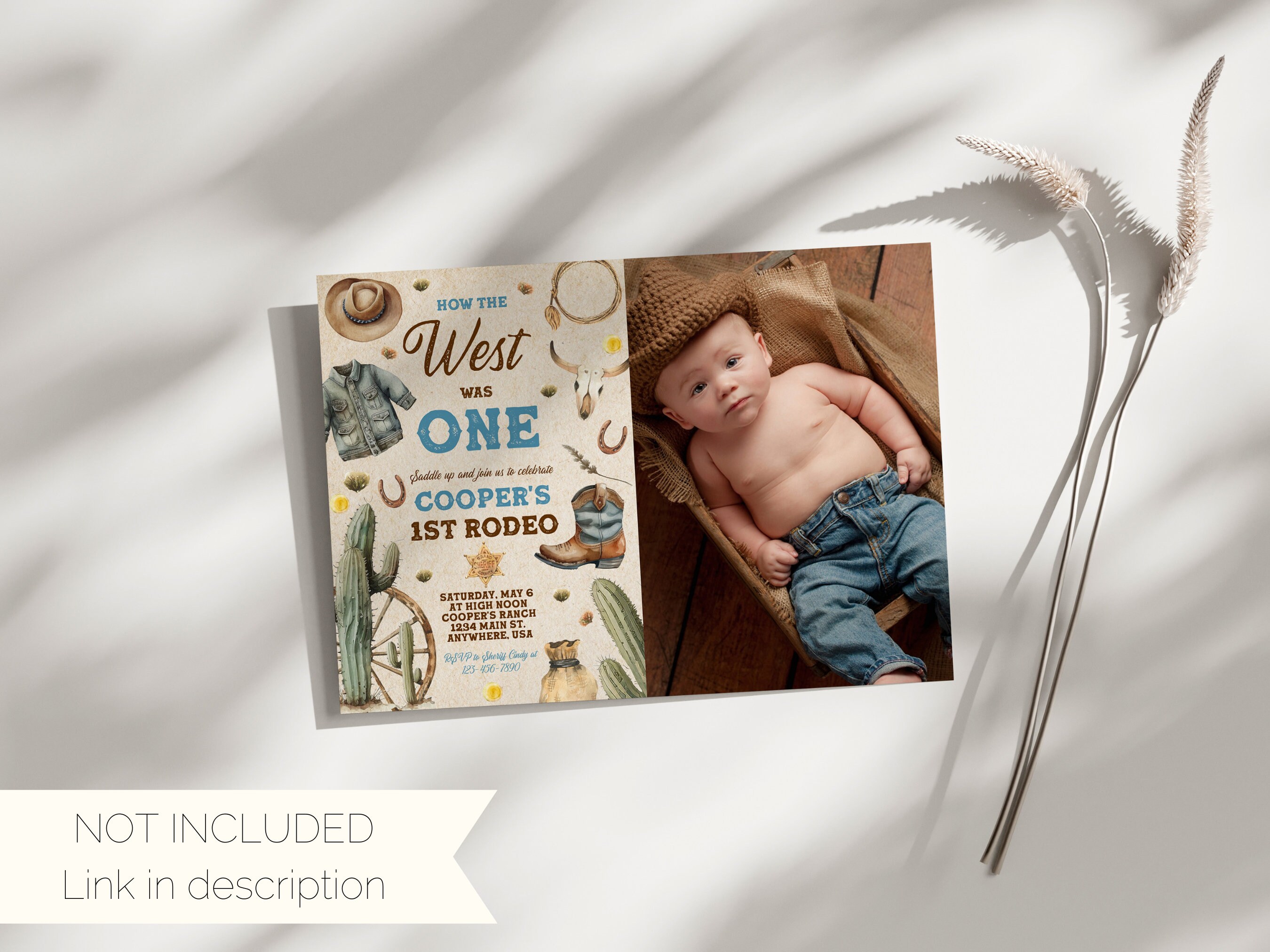 How the West Was One Thank You Card, Western Birthday Thank You Card ...