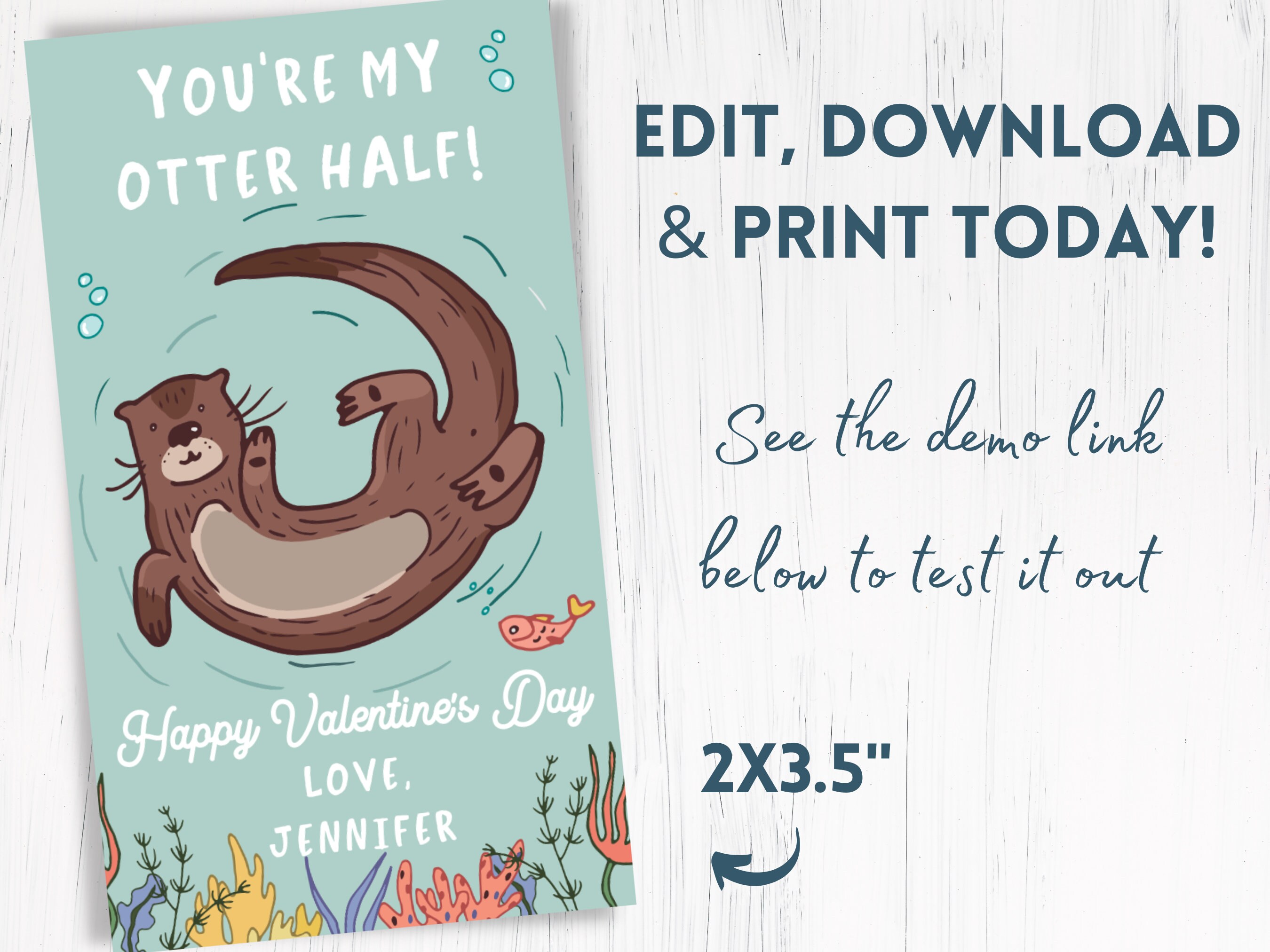 You're My Otter Half, Otter Valentine Printable, Classroom Valentines ...