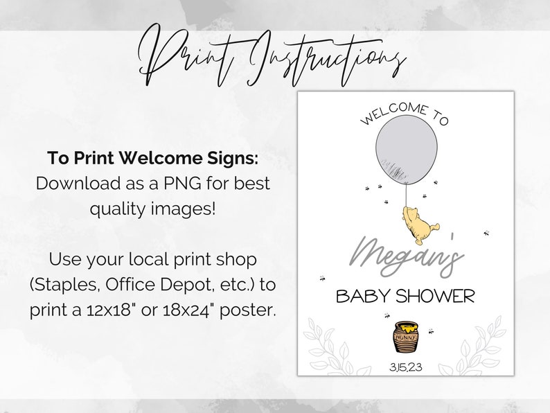 Winnie the Pooh Baby Shower Welcome Sign Baby Shower Welcome - Etsy