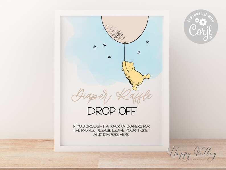 Winnie the Pooh Diaper Raffle Sign: Baby Shower Decoration (digital) - Etsy