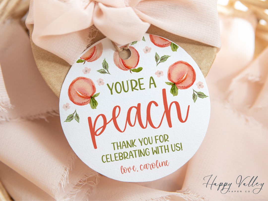 One Sweet Peach Birthday Favor Tag, Sweet as a Peach Party Favor Tag ...